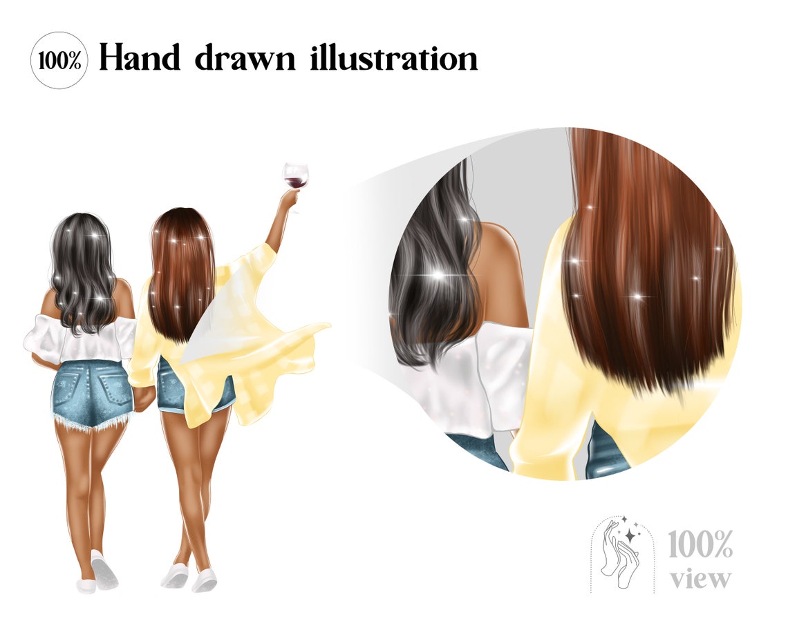 Best Friend Clipart African American Besties Clipart for - Etsy