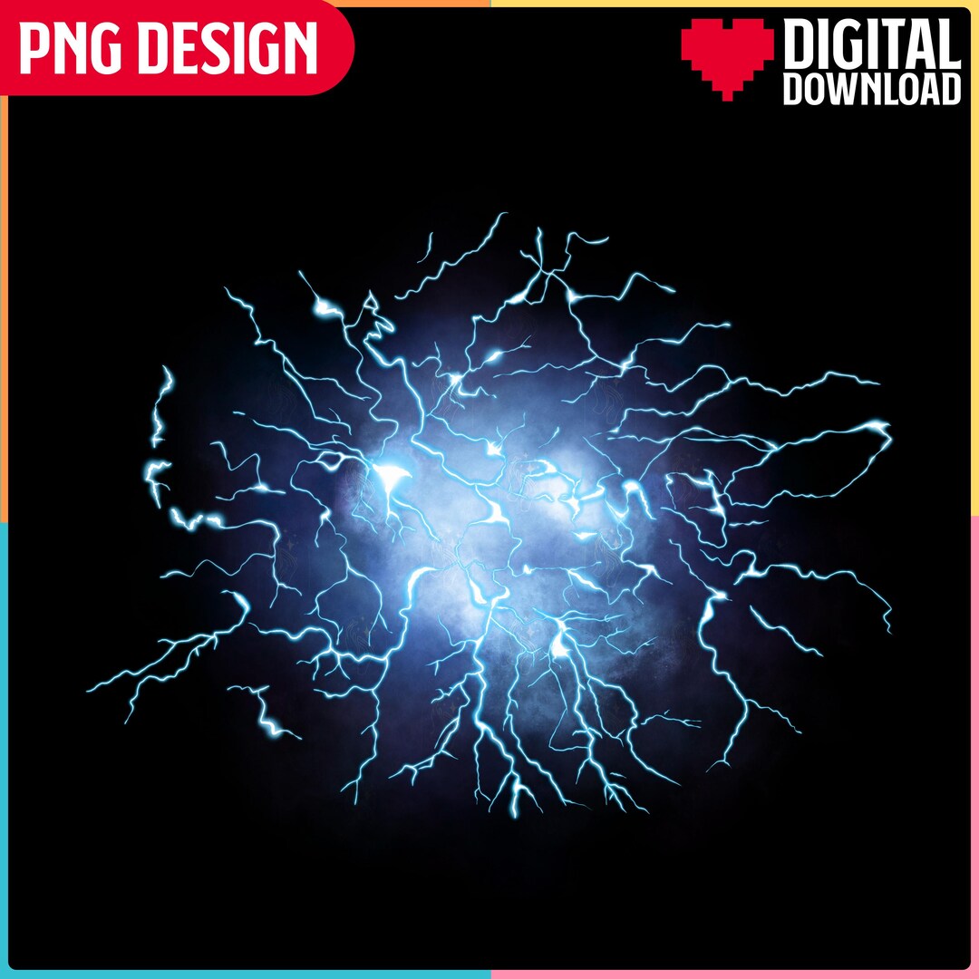 Thunder Storm Blue Png Digital Download for Create Bootleg Retro 90s ...