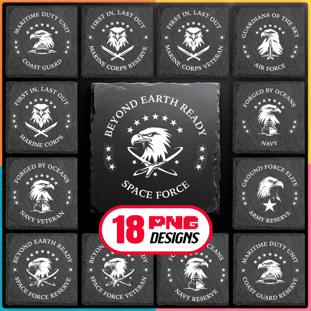 American Military Logos Laser Engraving PNG Bundle — Patriotic USA Bald ...