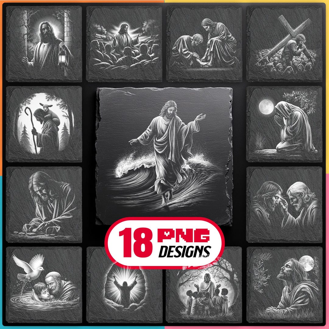 Jesus Laser Engraving PNG Bundle — Christian Religion Slate Coaster ...