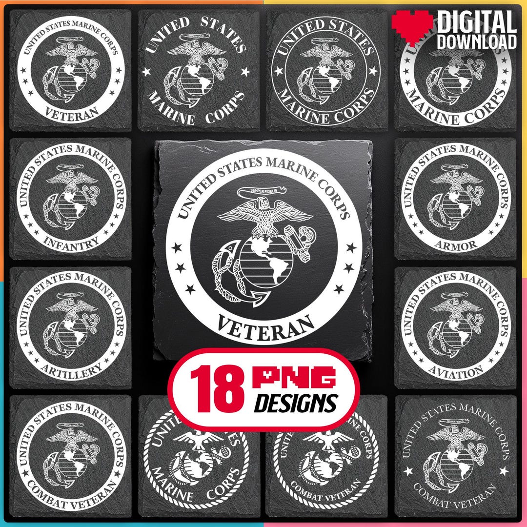 USMC Veteran Laser Engraving PNG Bundle Digital Download for Military ...