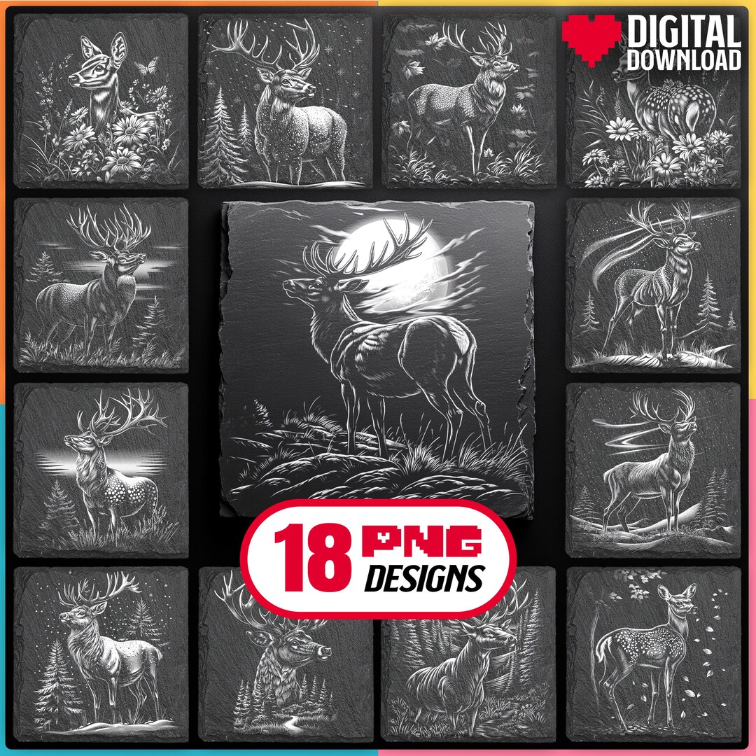 Deer Laser Png Files Bundle for Engraving Digital Download for Animal ...