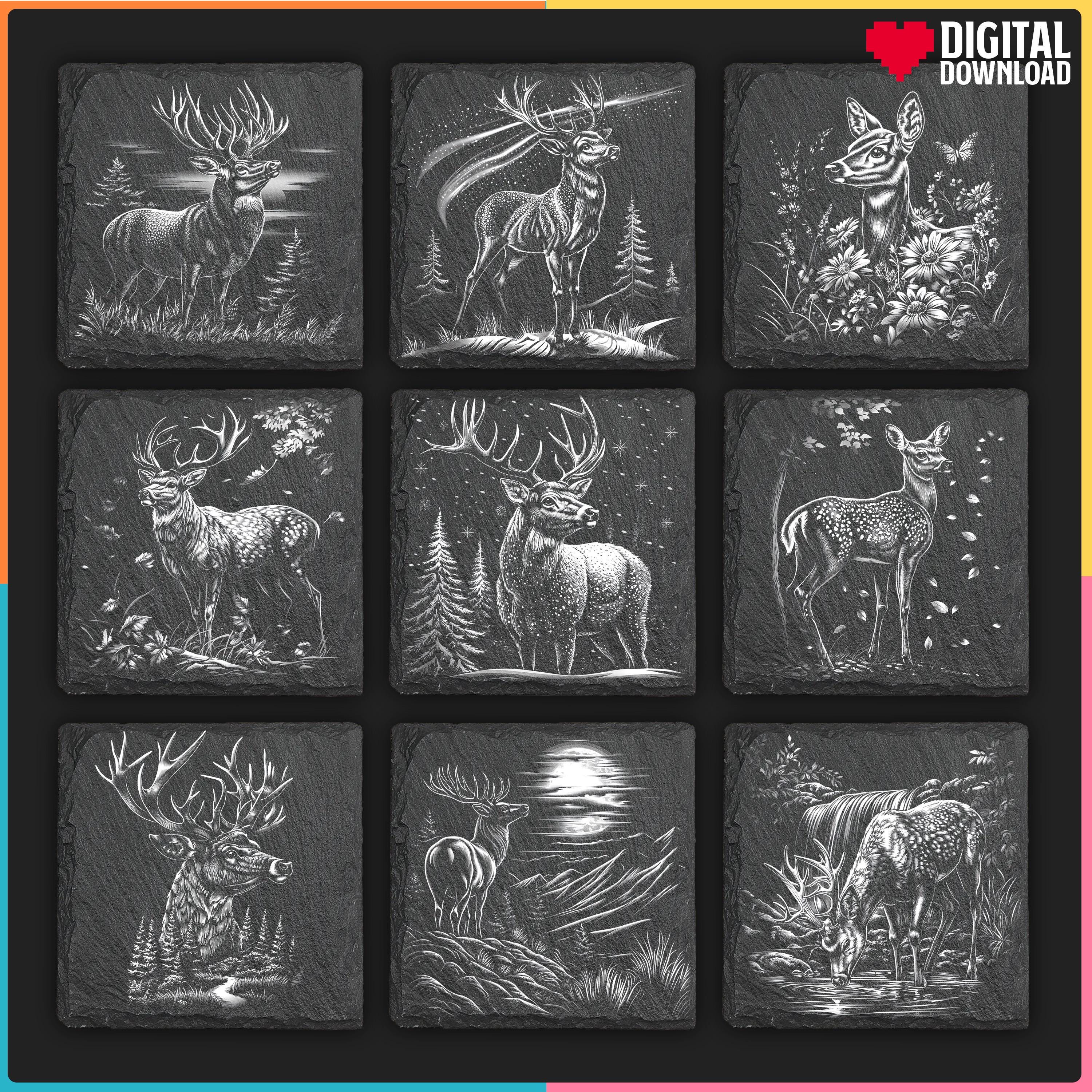 Deer Laser Png Files Bundle for Engraving Digital Download for Animal ...