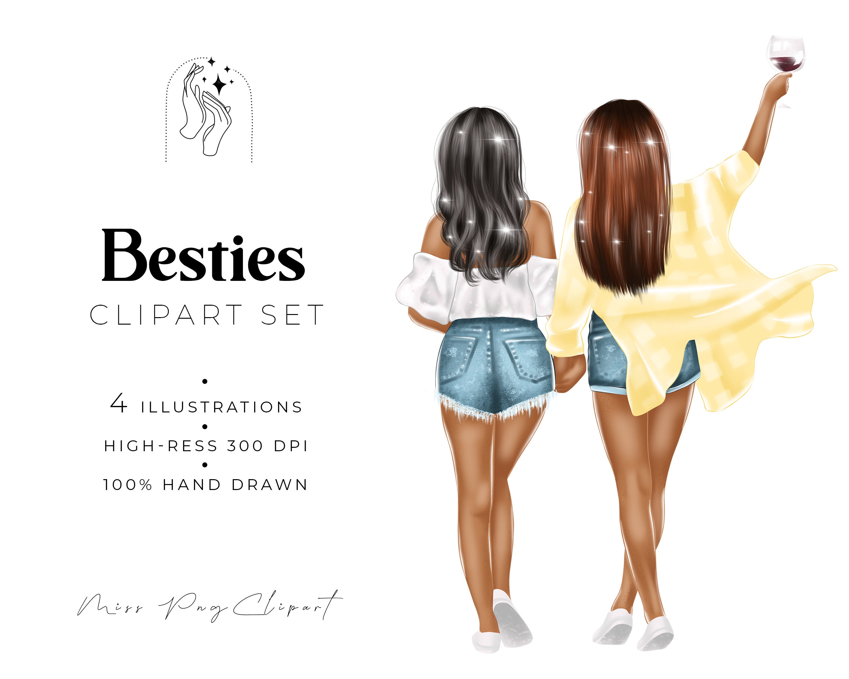 Best Friend Clipart African American Besties Clipart for - Etsy