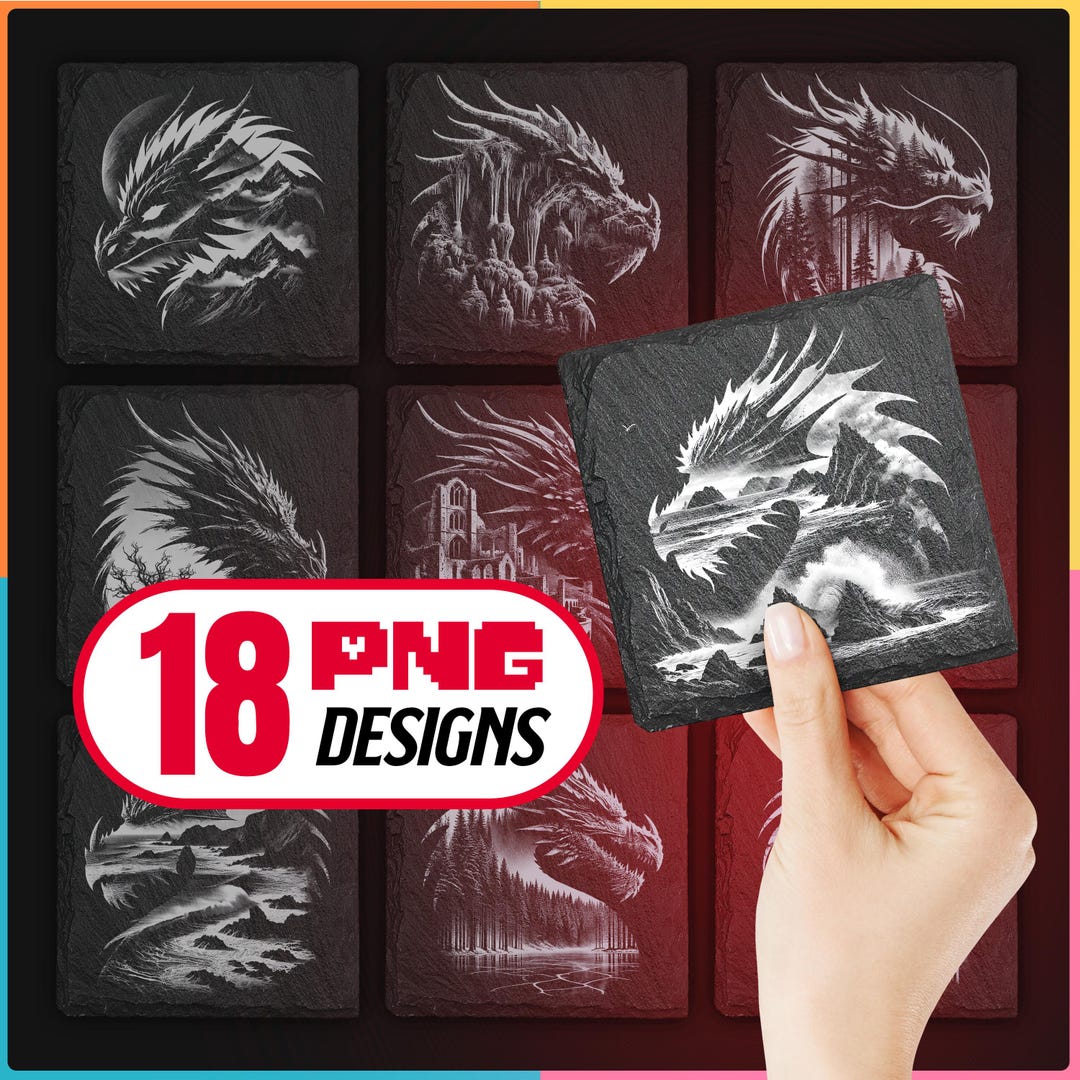 Dragon Laser Files for Engraving Png Bundle, Digital Download for ...