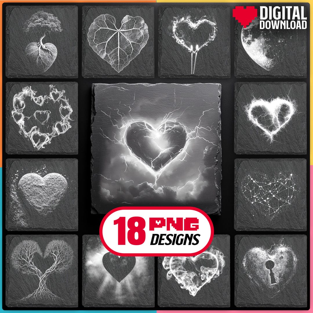 Heart Laser Files PNG Bundle for Engraving Digital Download for ...
