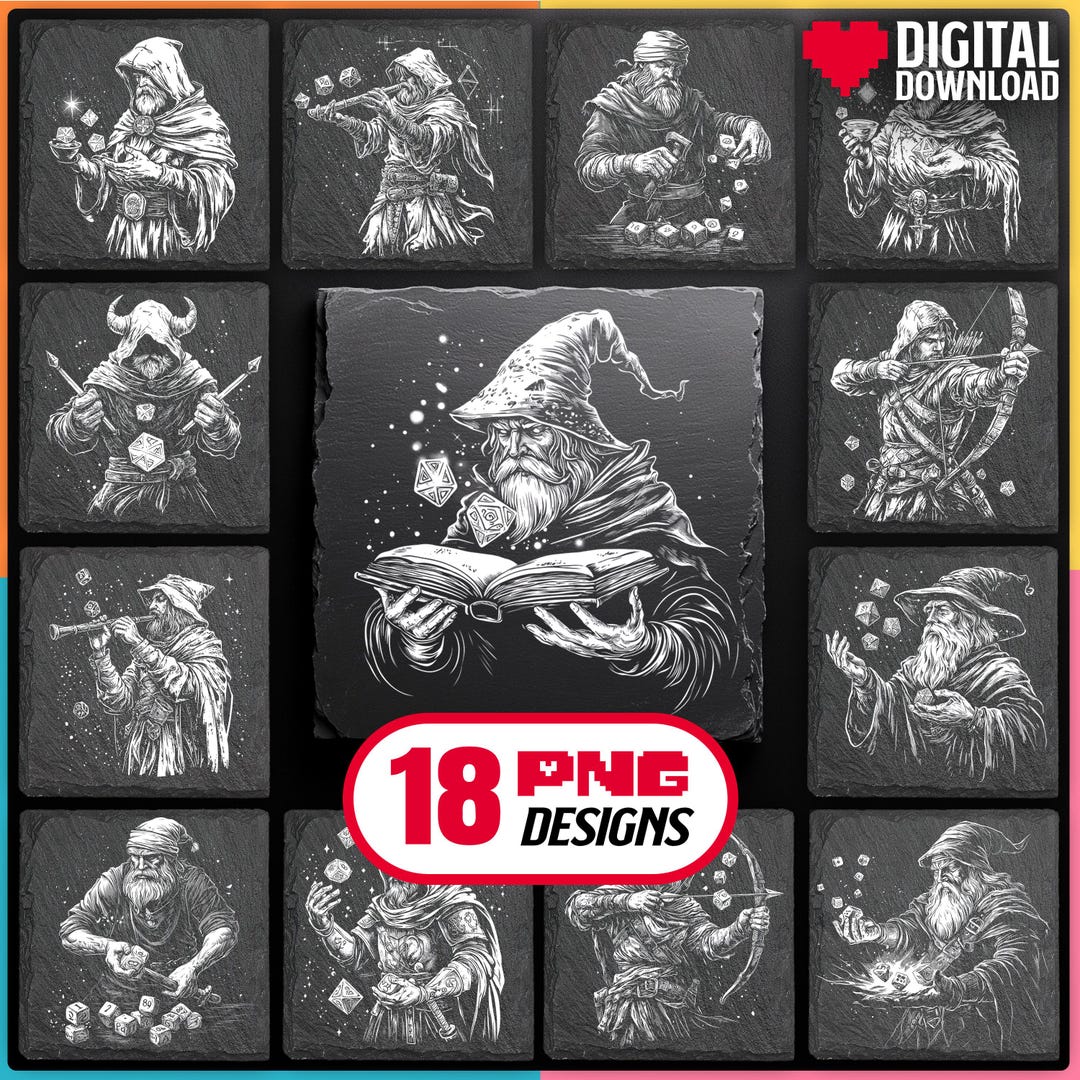 Dnd Character Engraving Png Bundle Digital Download for Glowforge ...