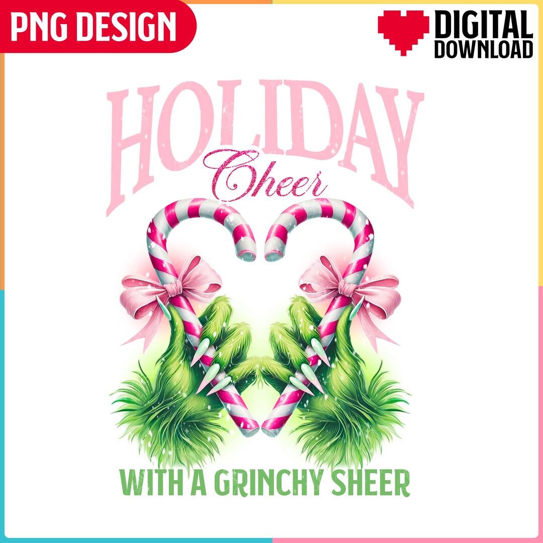 Coquette Pink Christmas or Grinchmas Png Digital Download for Print ...