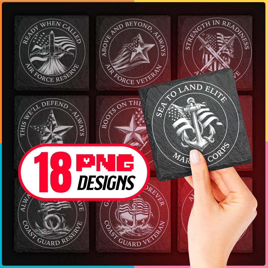 American Military Logos Slate Coaster PNG Bundle Digital Download ...