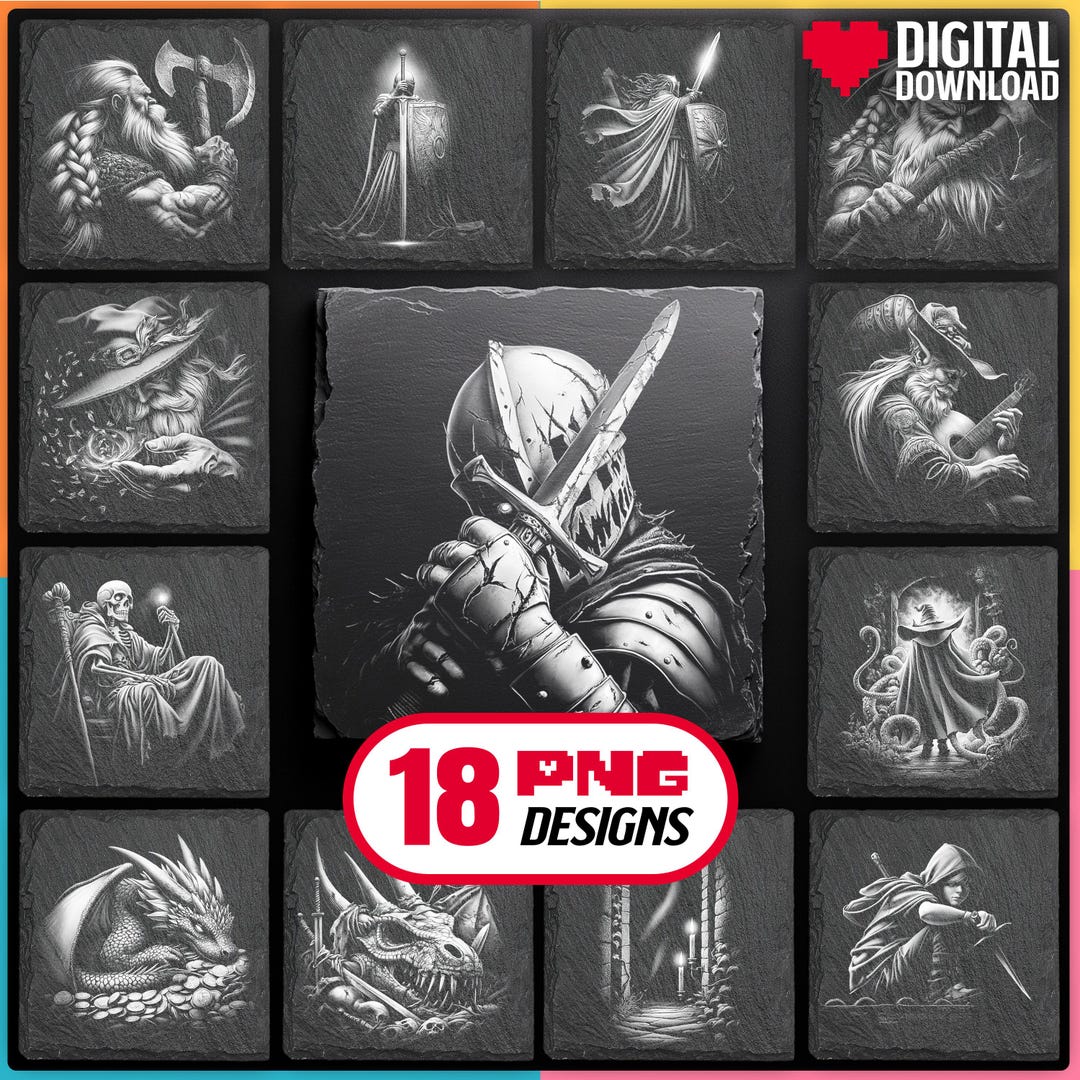 Dnd Character Engraving Png Bundle Digital Download for Glowforge ...