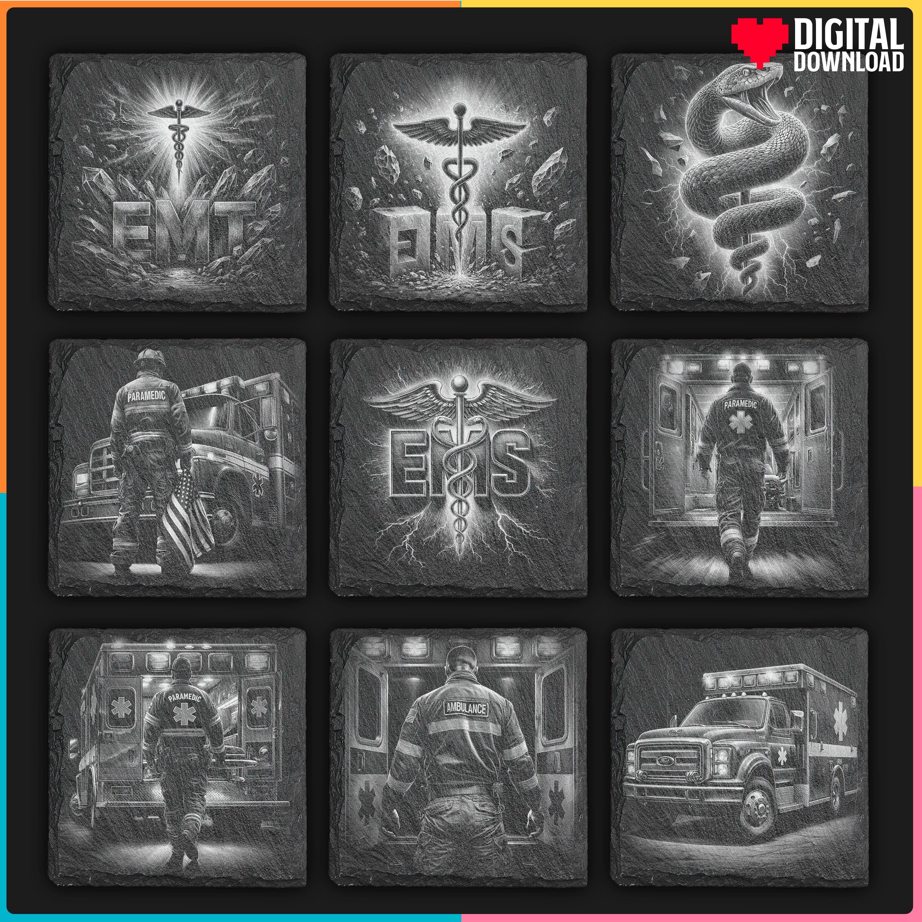 Paramedic Slate Coaster Designs - Ambulance Emblem Laser Engraving ...