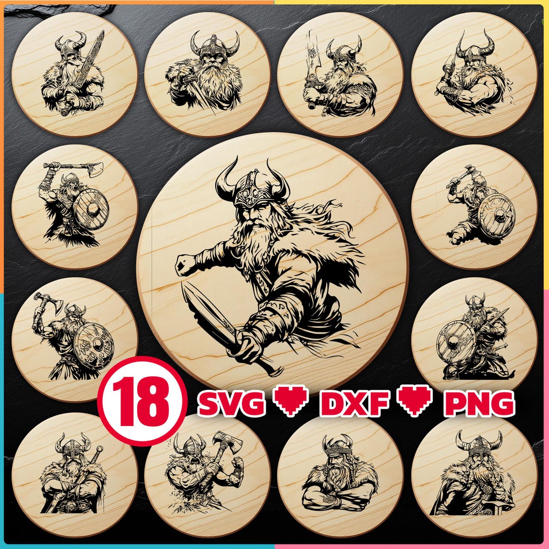 Viking Cut Files Bundle With SVG, DXF and PNG for Engraving Norse ...