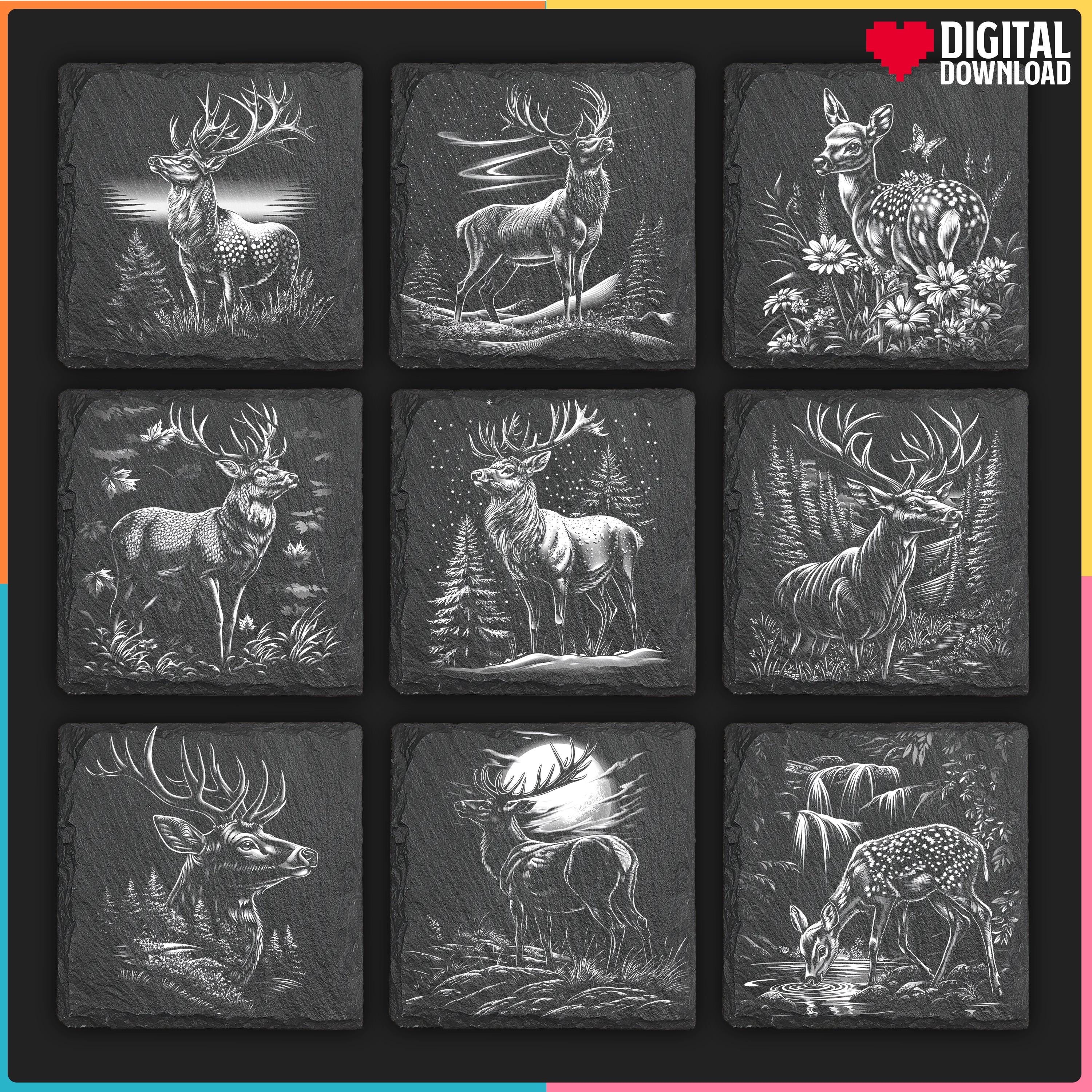 Deer Laser Png Files Bundle for Engraving Digital Download for Animal ...