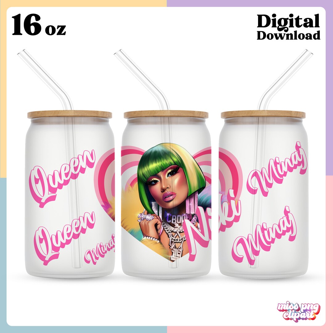 Nicki Minaj 16 Oz Uvdtf Can Glass Wrap Png for Creating Queen Rap ...