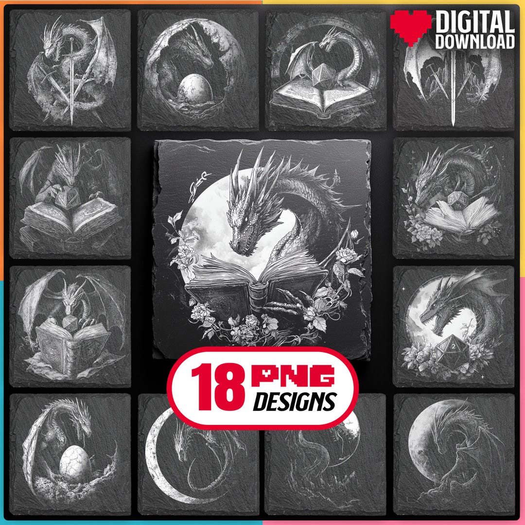 Dragon Laser Files for Engraving Png Bundle, Digital Download for ...