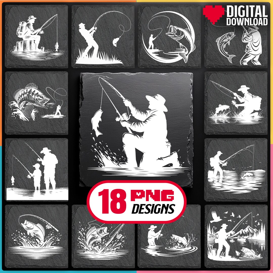 Bass Fishing Laser Png Bundle for Engraving Digital Download, Engraving ...