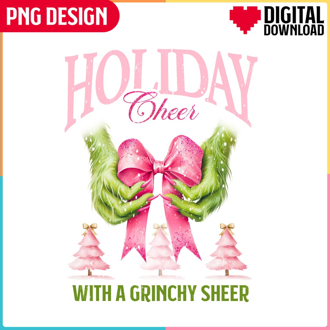 Coquette Pink Christmas or Grinchmas Png Digital Download for Print ...