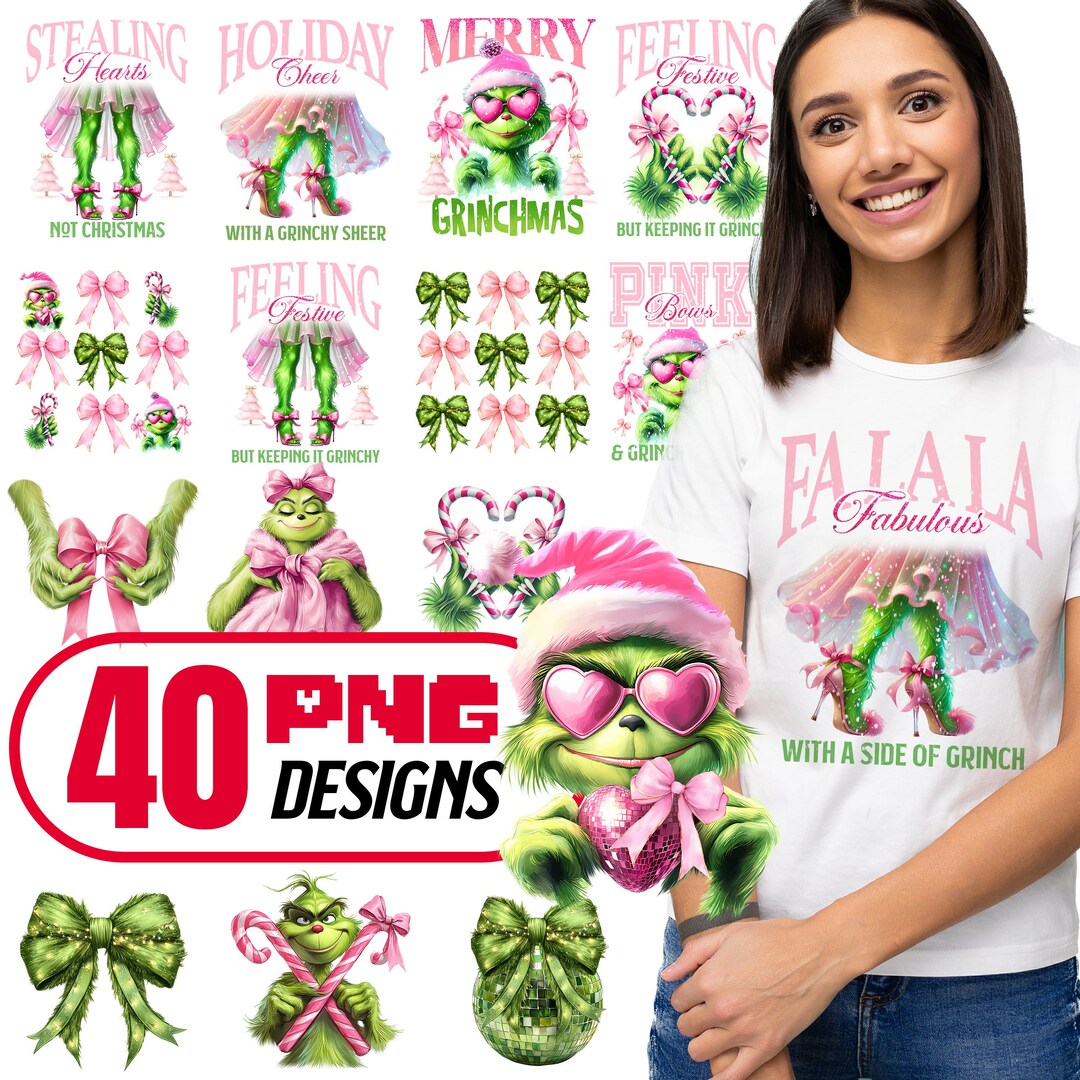 Pink Christmas Png Bundle Digital Download for Print Coquette Preppy ...