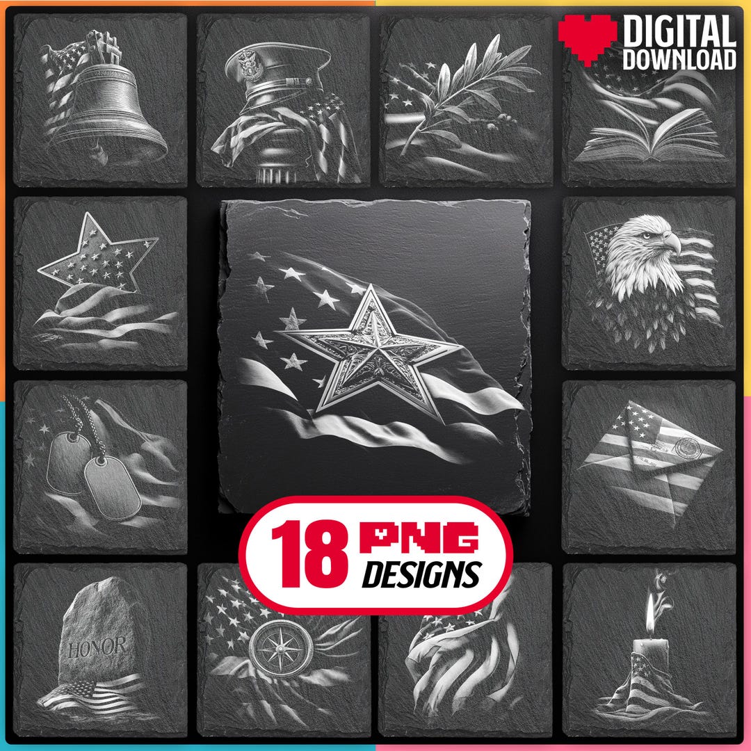 American Patriotic Laser Files PNG Bundle for Engraving Digital ...