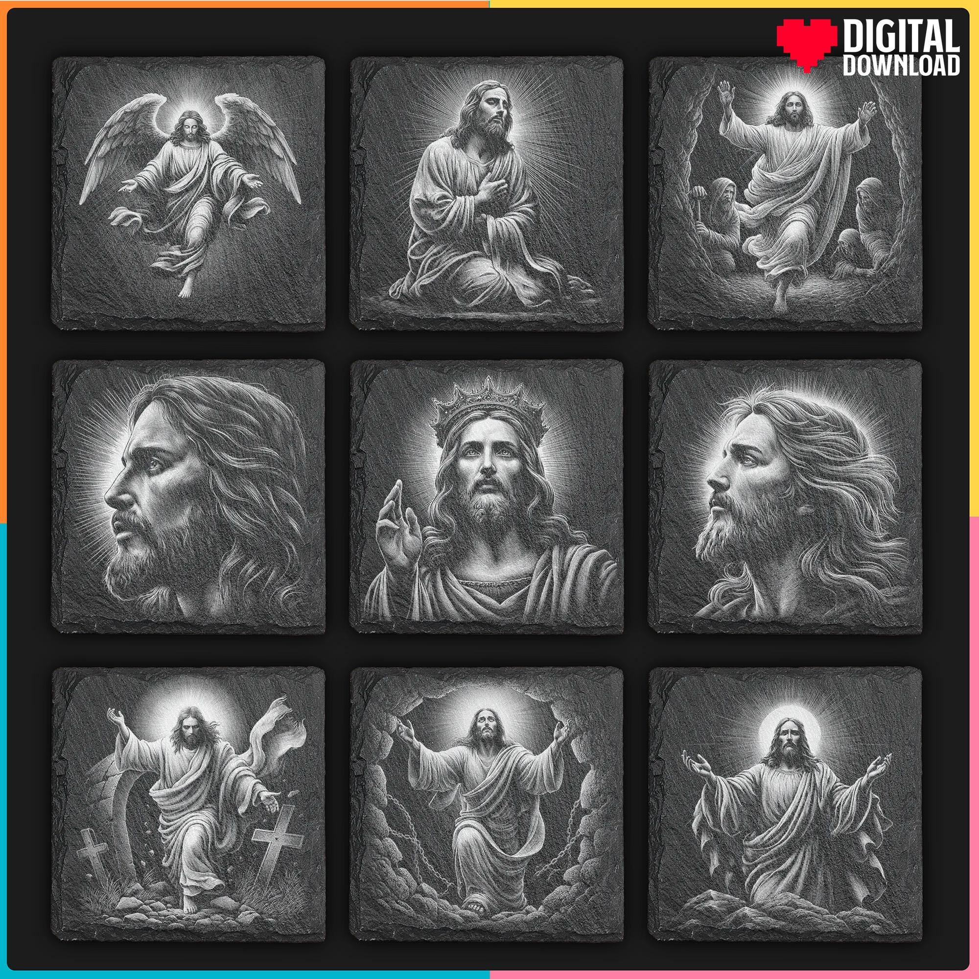 Jesus Laser Engraving PNG Bundle — Christian Religion Slate Coaster ...