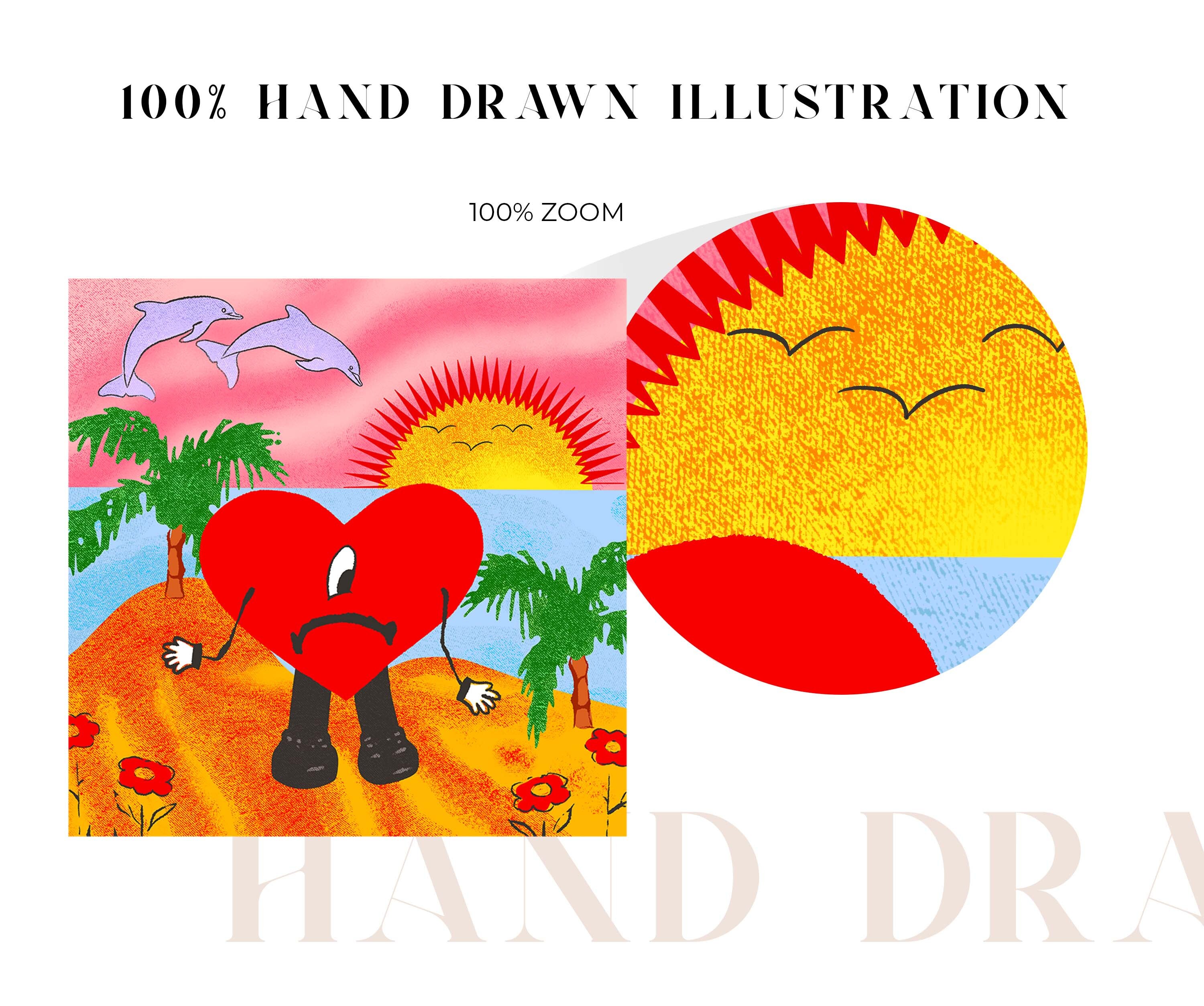 Benito Sad Heart of Bad Bunny Album Un Verano Sin Ti Forbad - Etsy