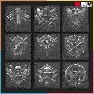 Military Emblem Laser Engraving PNG Bundle Digital Download for Bikers ...
