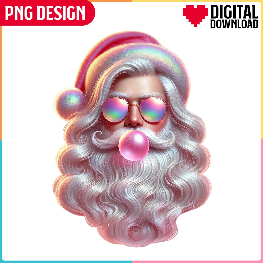 Hippie Santa Claus Blowing Bubble Png Digital Download for Print ...