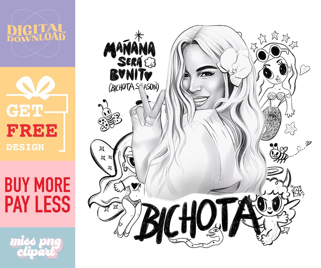 Karol G Bichota Pencil Drawing Black and White Png for Digital - Etsy