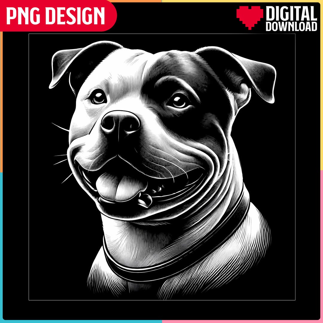 Staffordshire Terrier Laser Png Engraving Digital Download, Glowforge ...