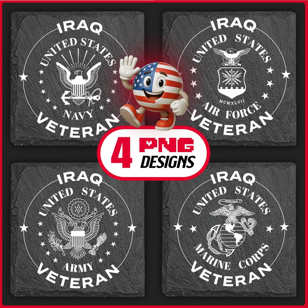 Iraq Veteran Military Logos PNG Bundle for Laser Engraving on Slate ...