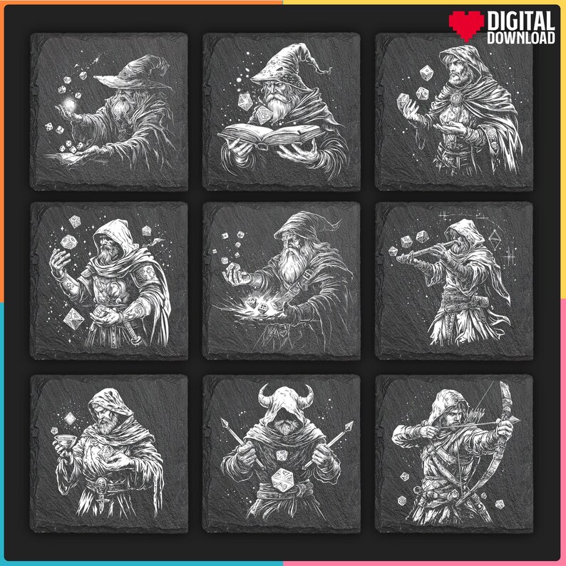 Dnd Character Engraving Png Bundle Digital Download for Glowforge ...