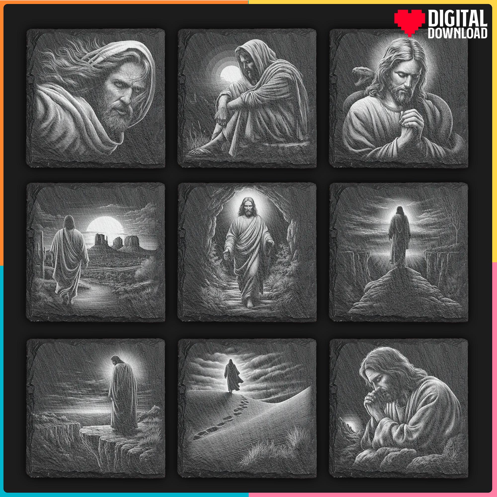 Jesus Laser Engraving PNG Bundle — Christian Religion Slate Coaster ...