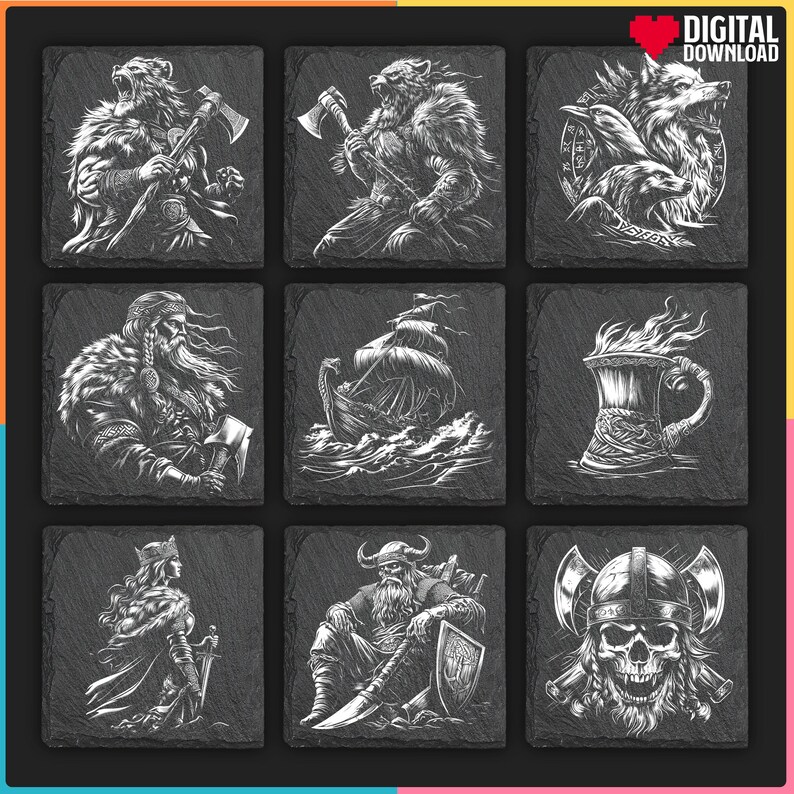 Norse Mythology Laser Png Files Bundle for Engraving Digital Download ...