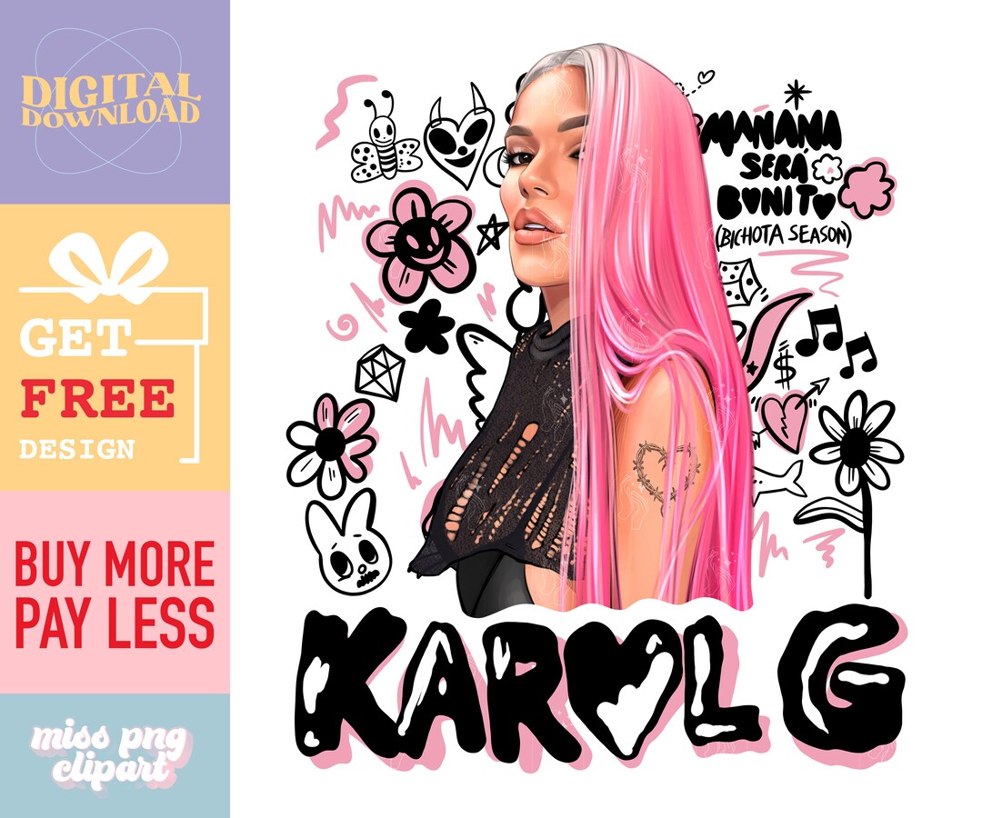 Karol G Pink Png for Bichota Season Team for Digital Download - Etsy