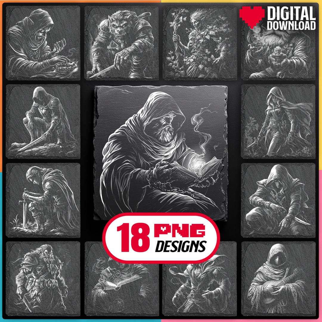 Dnd Character Engraving Png Bundle Digital Download for Glowforge ...