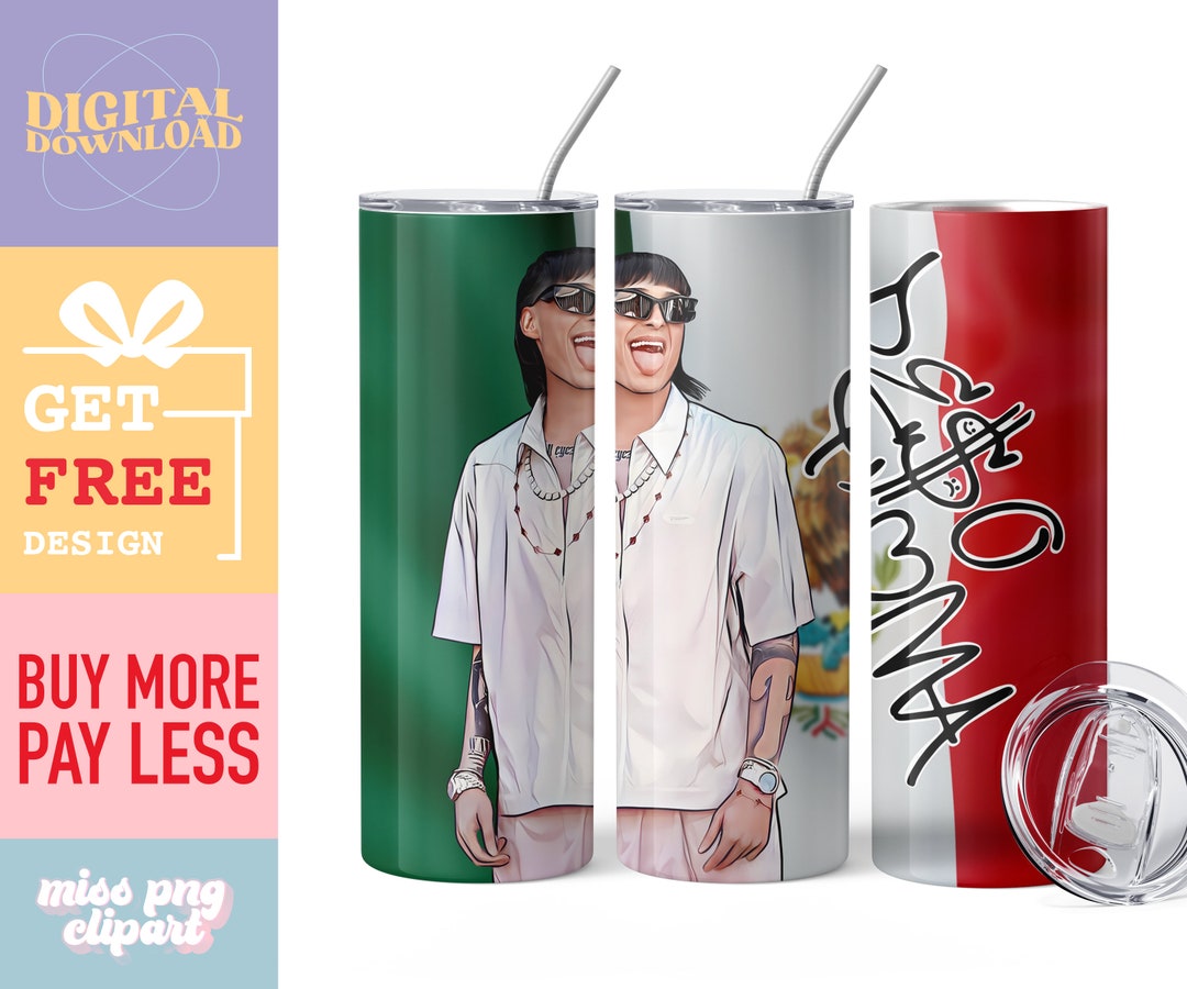 Peso Pluma Mexican Flag 20 Oz Tumbler Wrap Png Ella Baila - Etsy