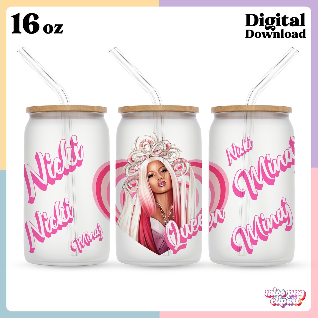 Nicki Minaj 16 Oz Uvdtf Can Glass Wrap Png for Creating Queen Rap ...