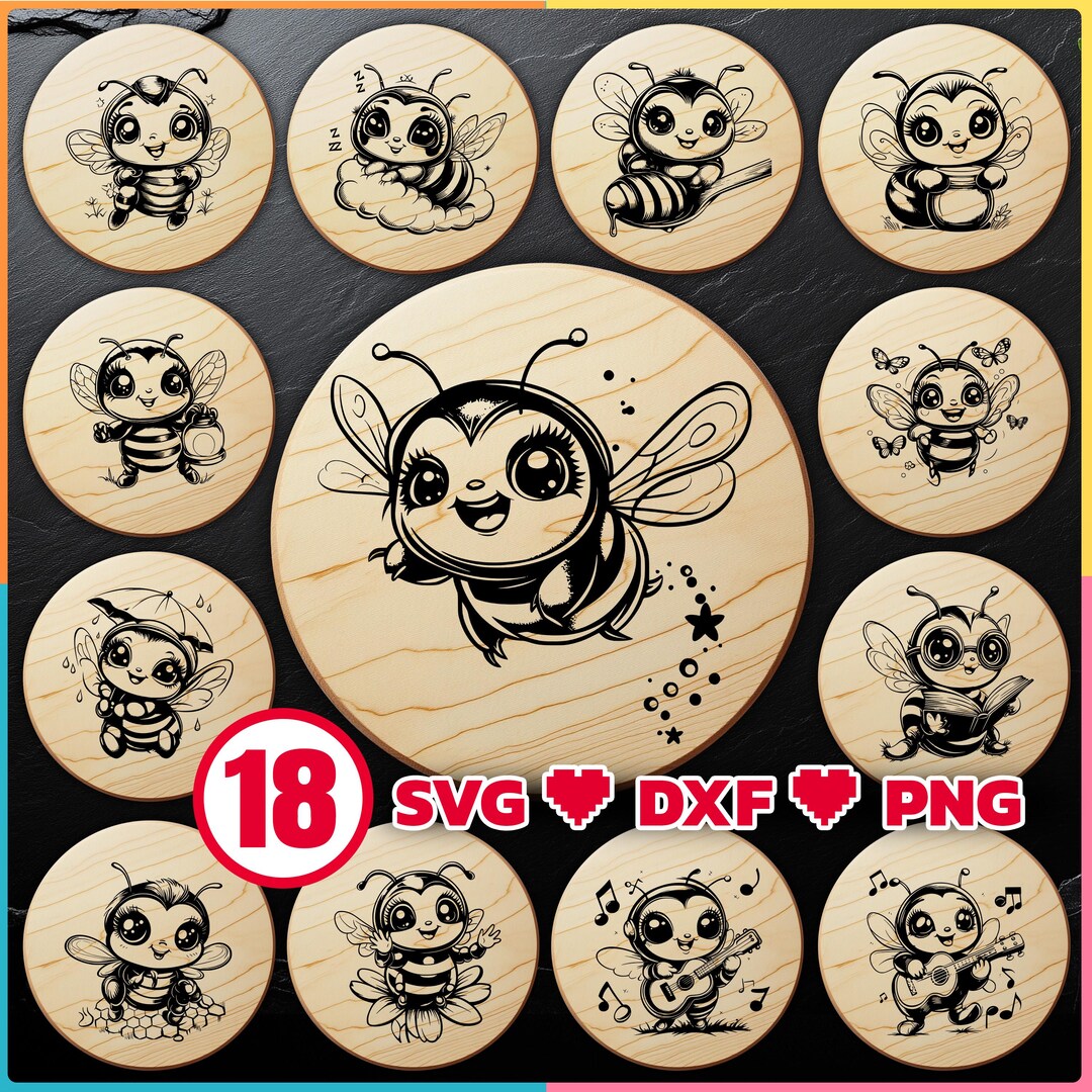 Honey Bee Laser Cut Files Bundle With SVG, DXF and PNG for Engraving on ...