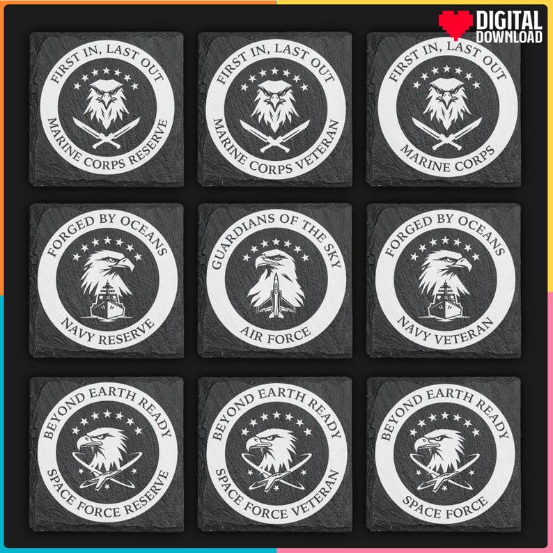 American Military Logos Laser Engraving PNG Bundle Digital Download for ...
