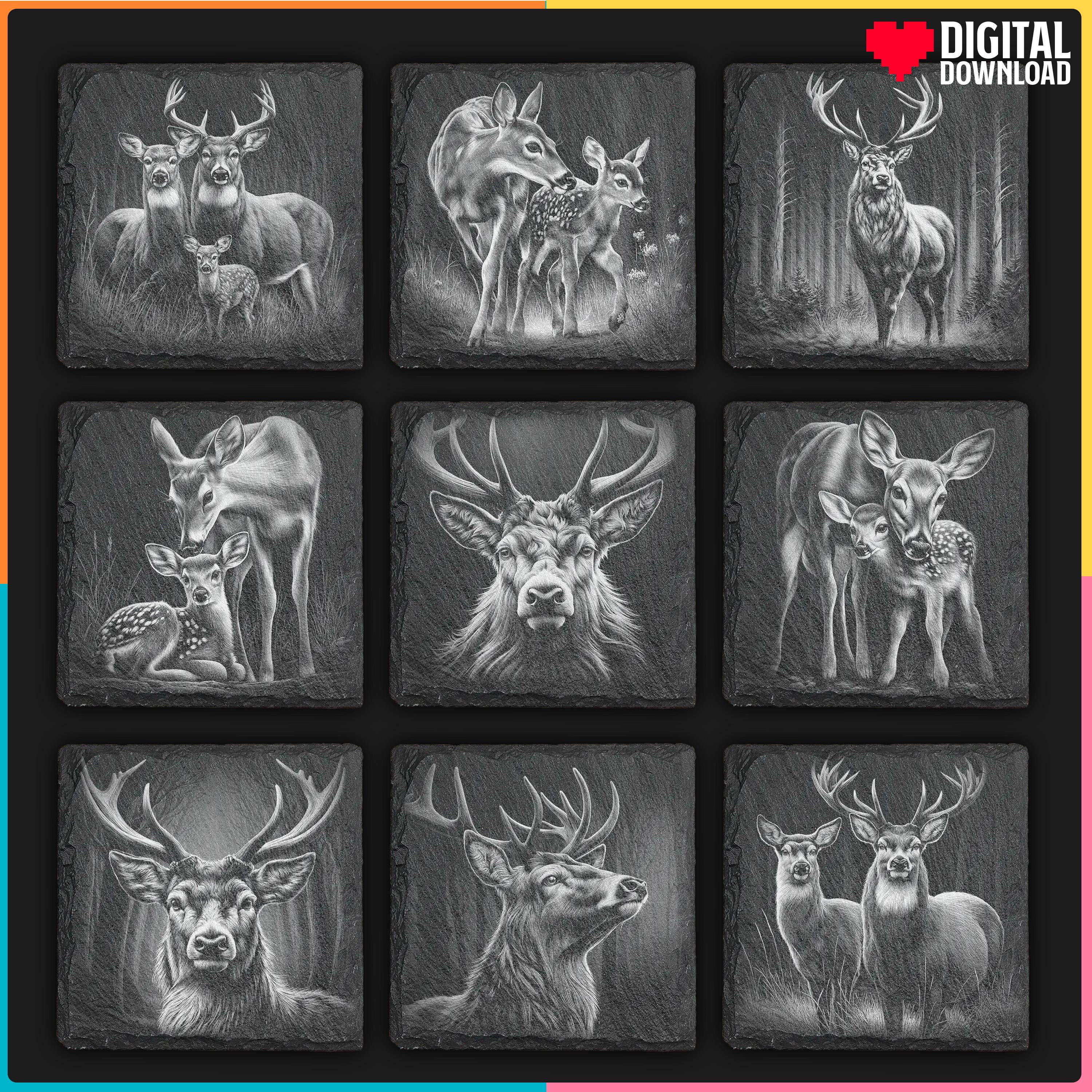 Big Buck Deer Laser Engraving Files Bundle Digital Download - Slate ...