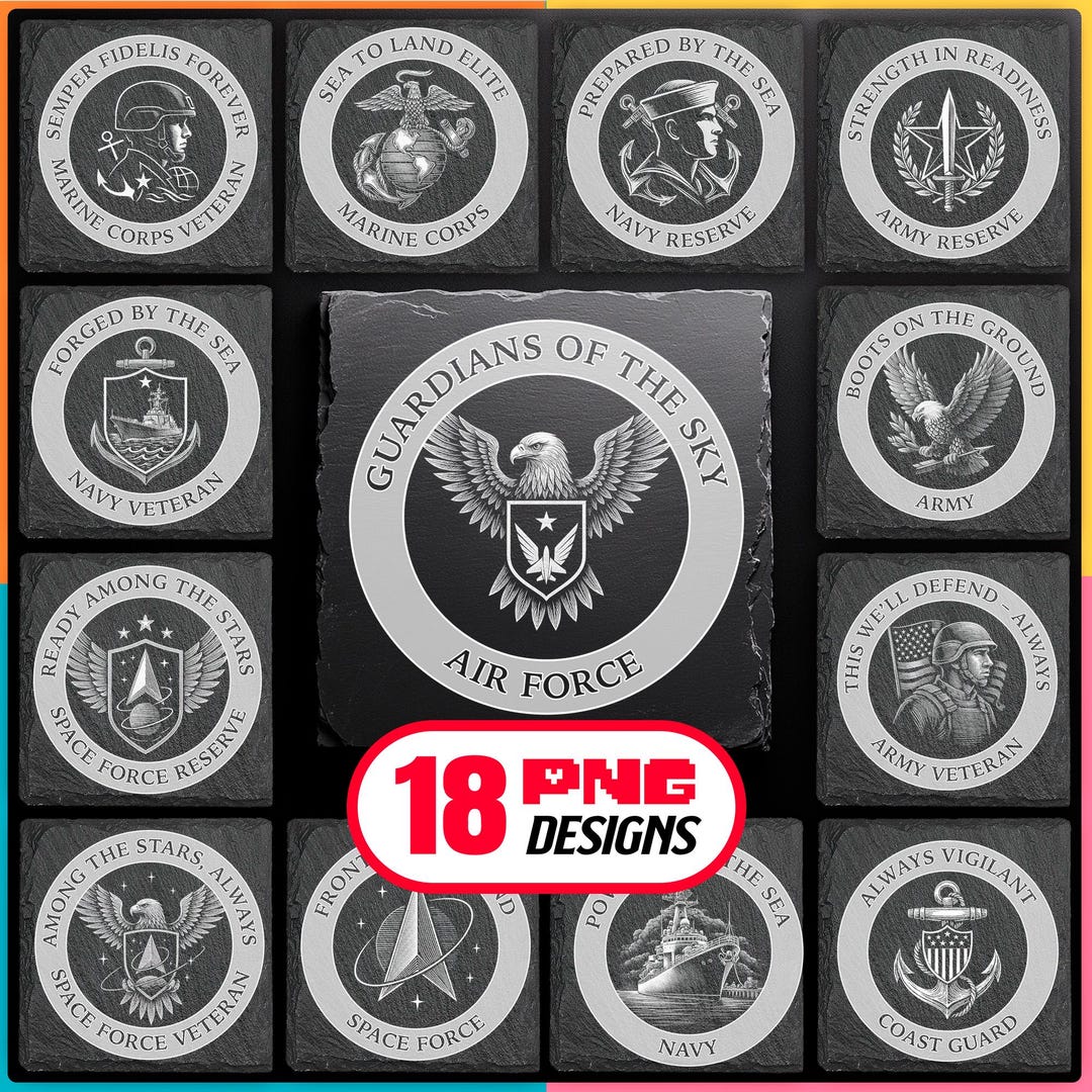 American Military Logos Laser Engraving PNG Bundle Digital Download for ...