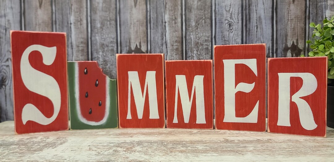 Summer Blocks - Summer Decor - Summer Signs - Wood Shelf Sitters ...