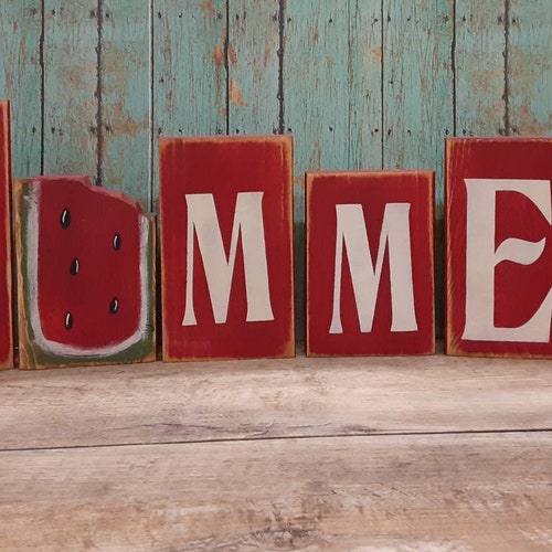 Summer Blocks Summer Decor Summer Signs Wood Shelf | Etsy