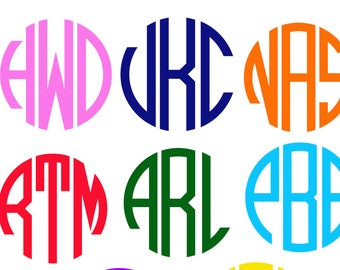 Round Monogram Decal Circle Monogram Decal - Etsy