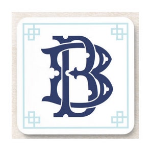 Custom Two Letter Monogram Coasters, Double Letter Personalized Plastic ...