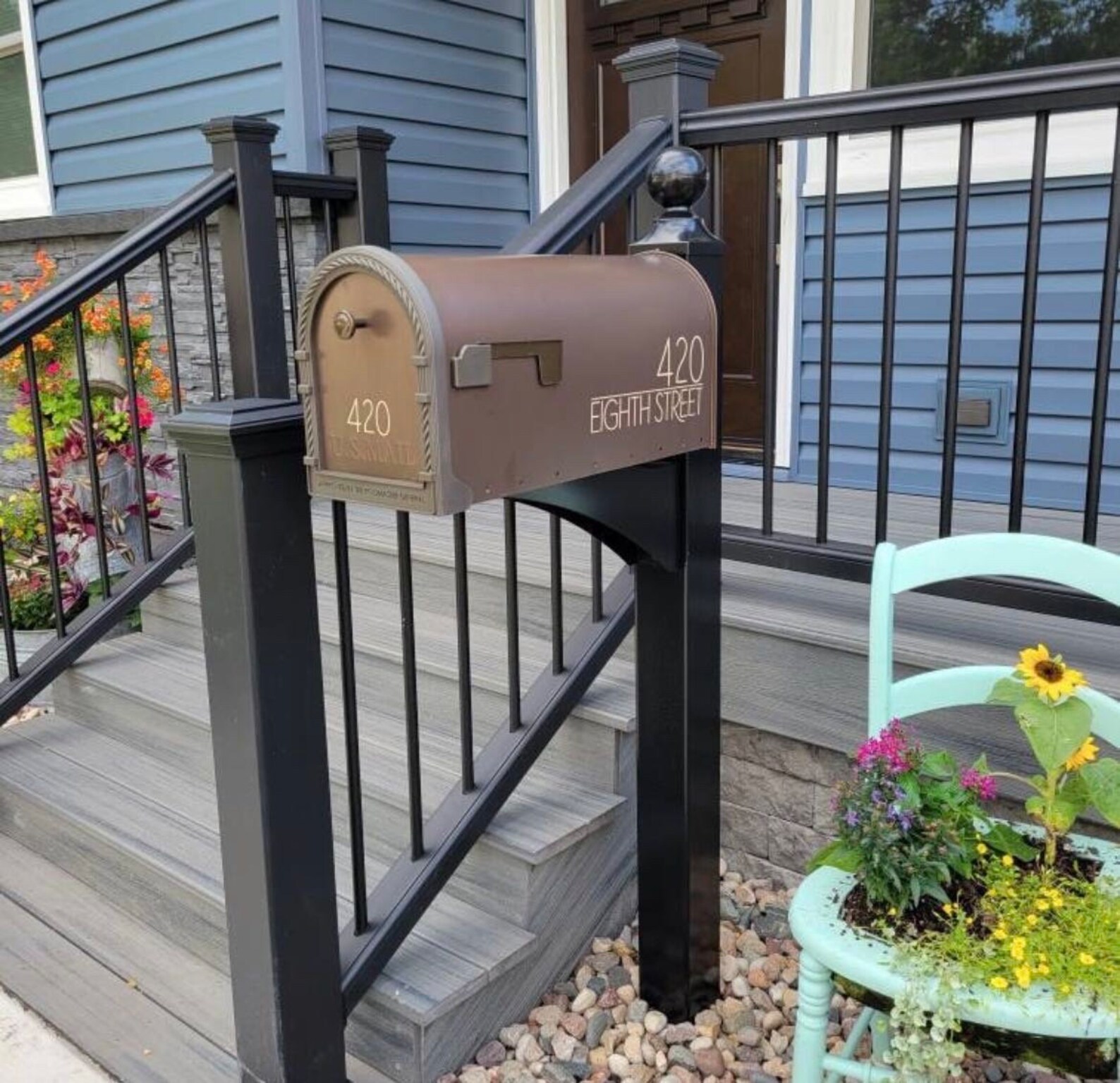 Set of Custom Mailbox Numbers With Street Address Name Decal, Modern ...