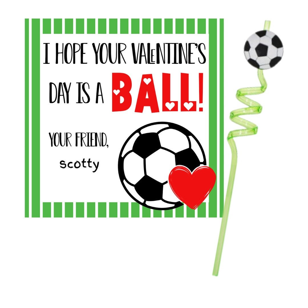 Digital Download Soccer Valentine Card, Sports Valentine Green Boy ...