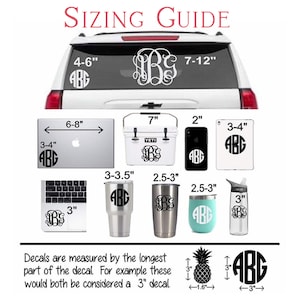 Script Monogram Vinyl Decal, Cursive Circle Initials Vinyl Sticker, Custom Monogram Sticker ...