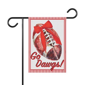 Go Dawgs Chinoiserie Watercolor Football Garden Flag, Red Football Flag ...