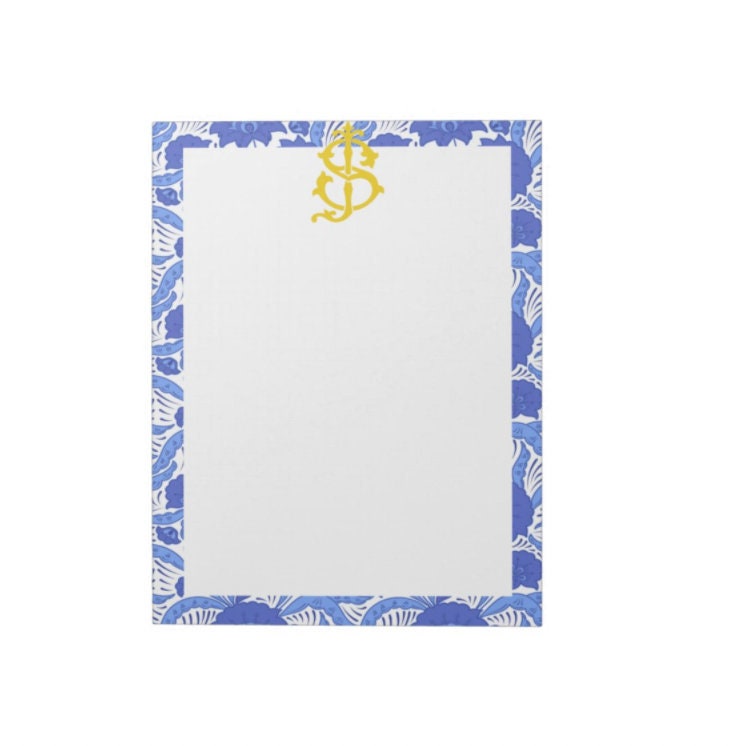 Blue and White Floral Note Pad Large 8.5 x 11 Customized To | Etsy